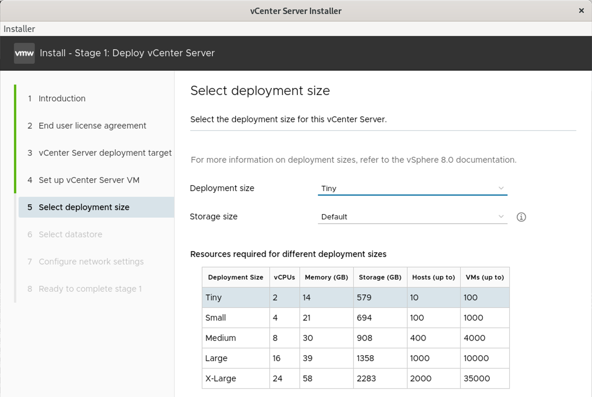 Vcenter Server Installer Deployment Size Error Coreys Vblog